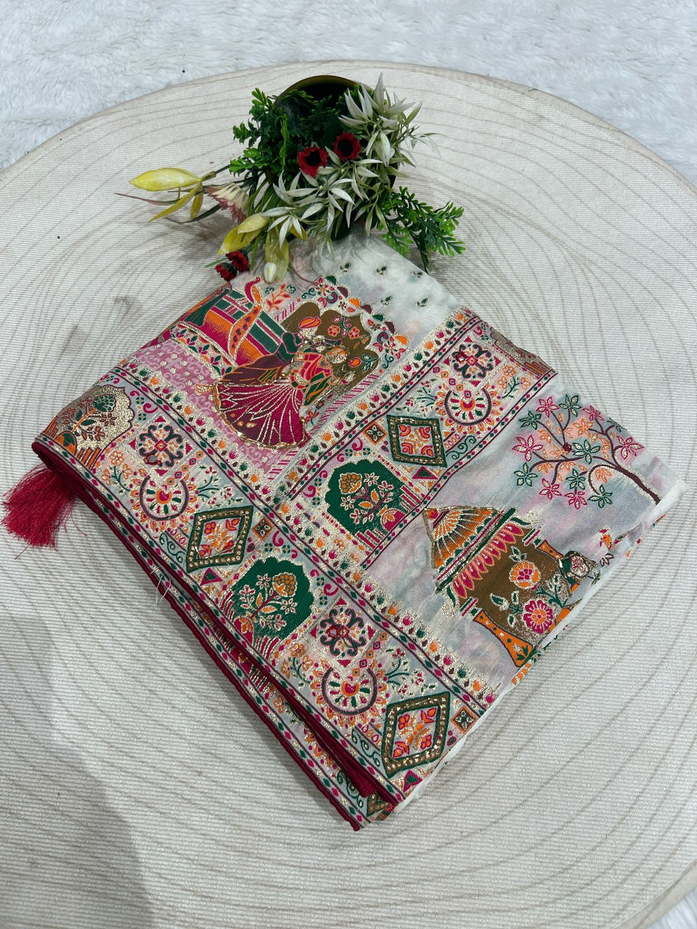 Elegant Pashmina Saree with Heavy Pallu & Viving Work – Only ₹2850 🌸 ...